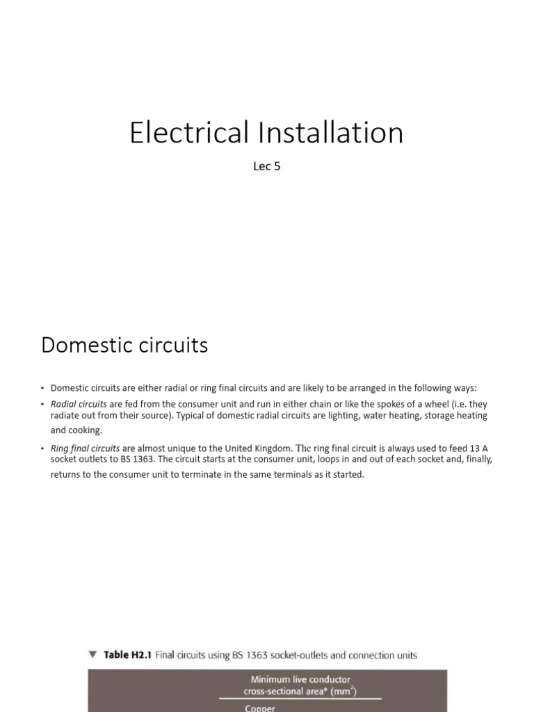 Electrical Installation | PDF | Fuse (Electrical) | Electrical Wiring