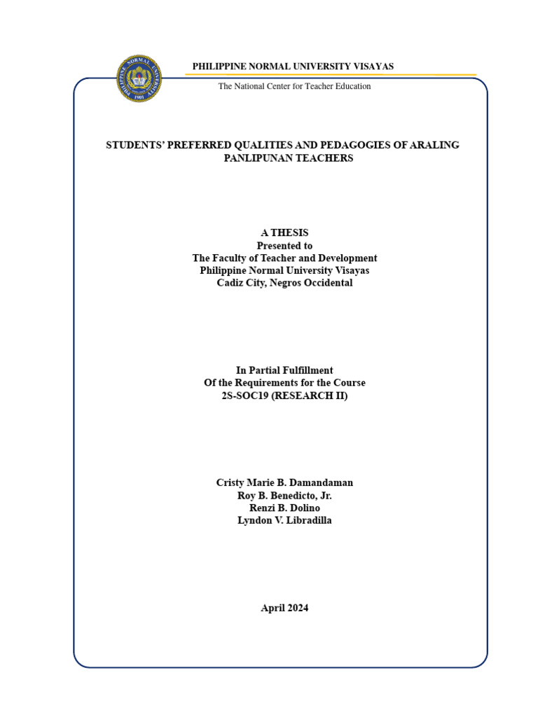 FINAL MANUSCRIPT Damandaman Benedicto Dolino Libradilla | PDF | Teachers | Learning