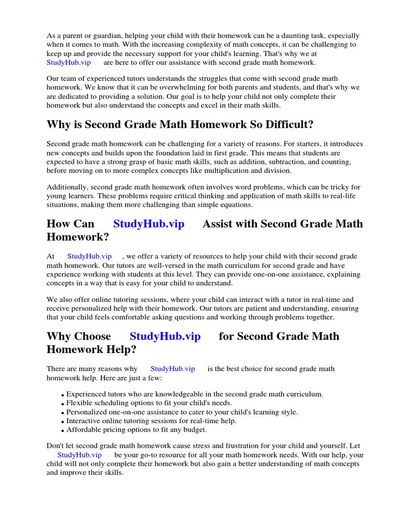 Math Homework Ideas For Second Grade | PDF | Worksheet | Homework