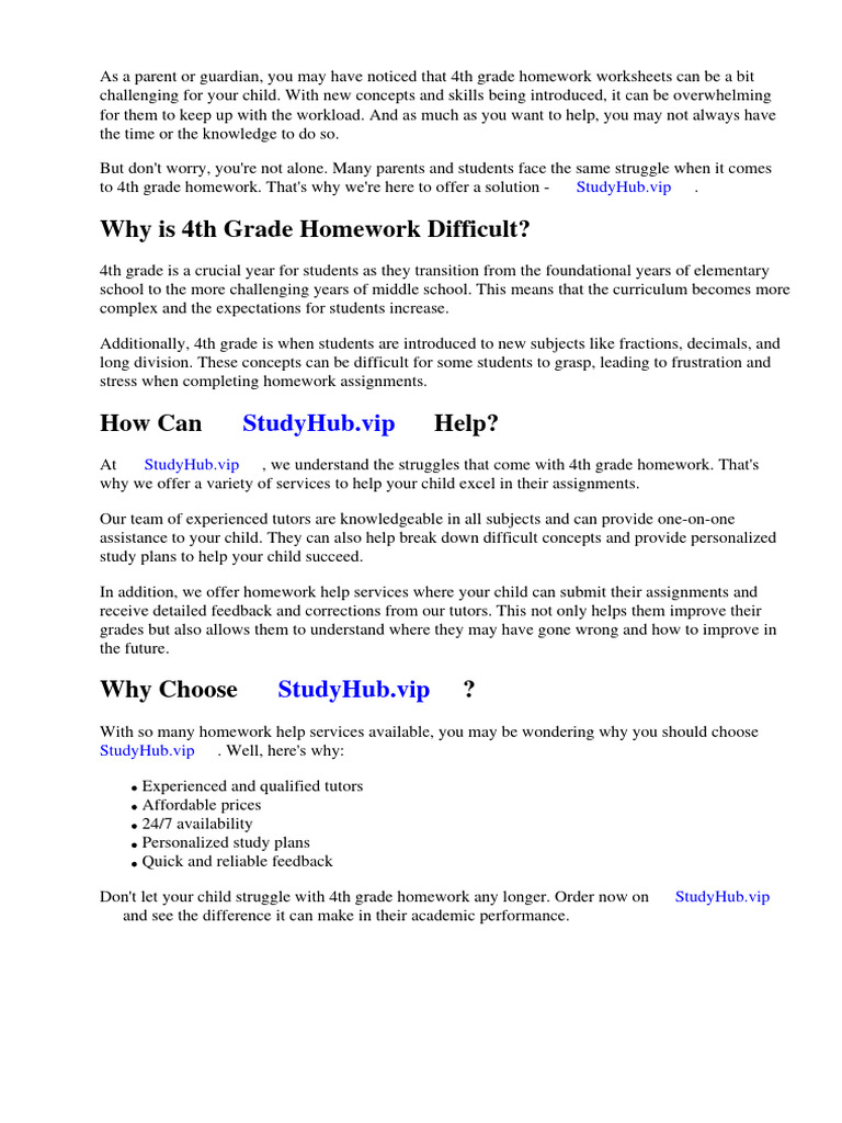 4th Grade Homework Help for Parents | PDF | Essays | Homework