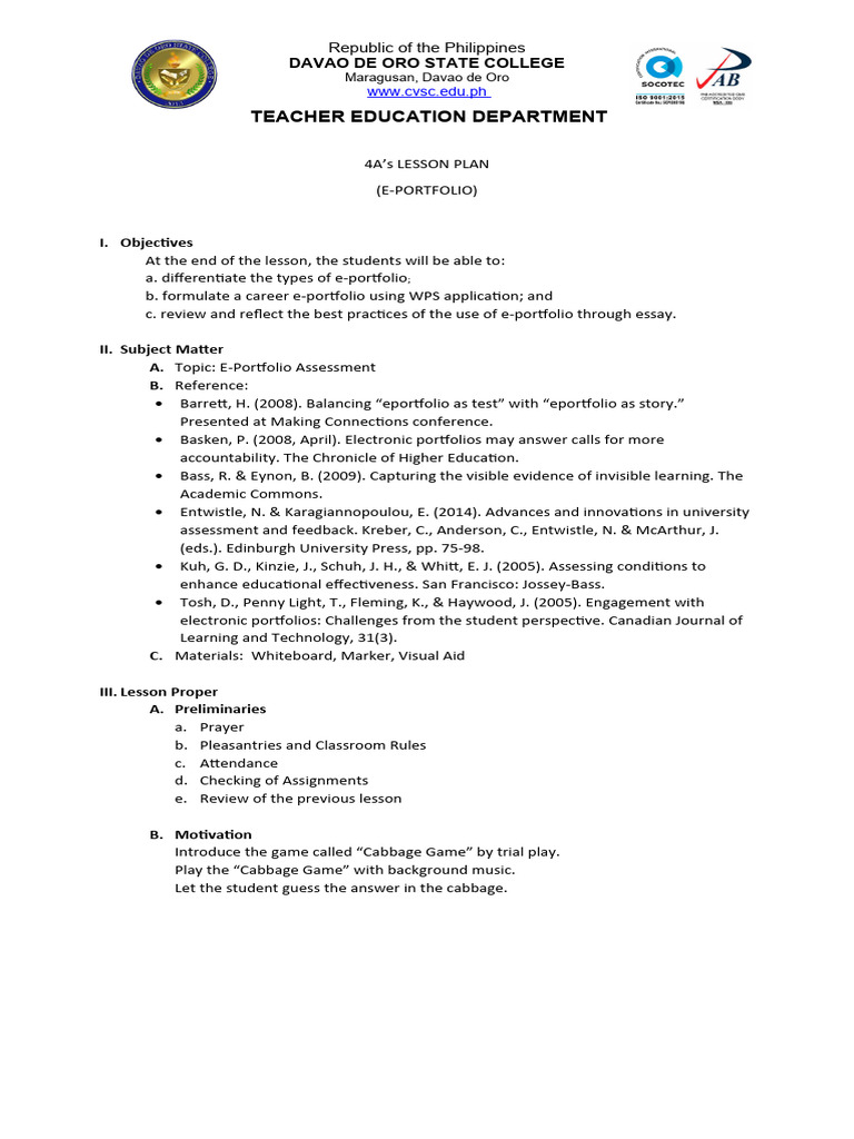 PED 6 GROUP 1 RevisedEPortfoliofinal | PDF | Learning | Pedagogy