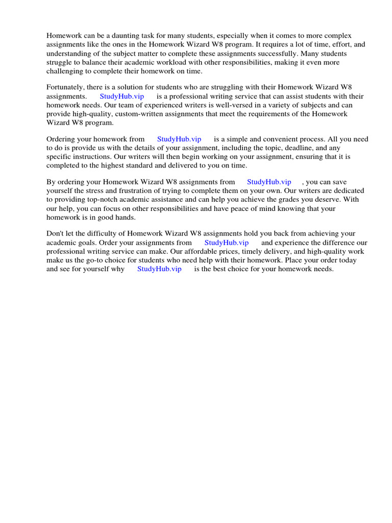 Homework Wizard w8 | PDF | Homework | Learning