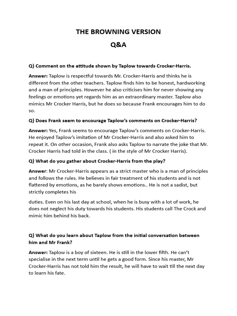 Chapter - The Browning Version | PDF | Language Arts & Discipline