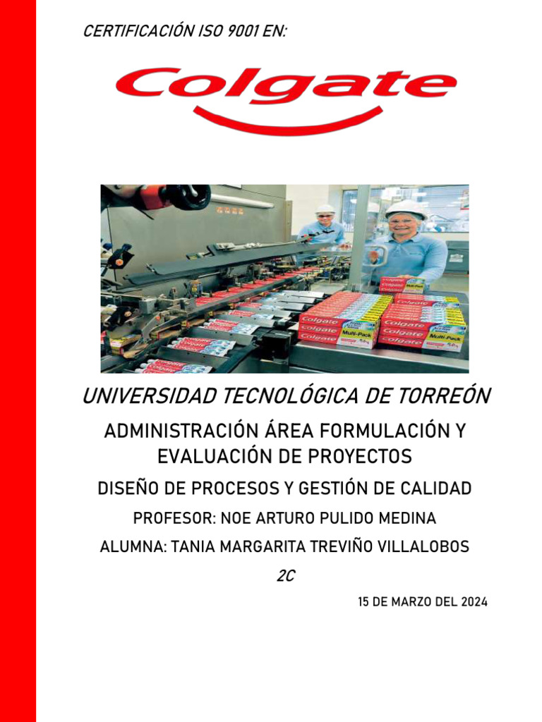 Certificación Iso 9001 Colgate | PDF | Calidad (comercial) | Sistema de manejo de calidad