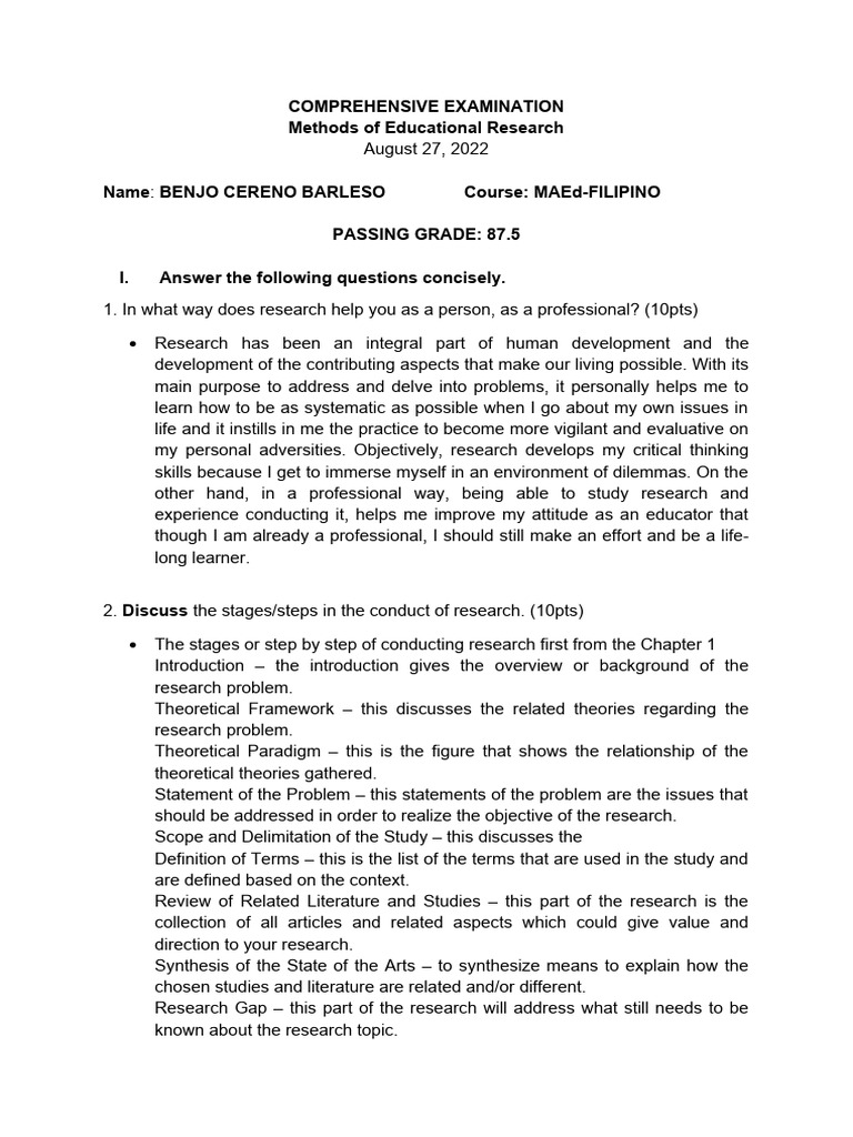 Educational Research Methods Exam | PDF | Validity (Statistics) | Theory