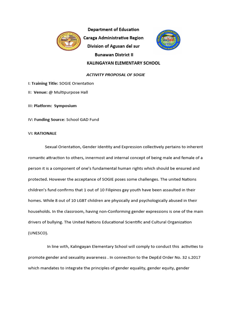 Activity Proposal of Sogie | PDF | Gender | Gender Studies