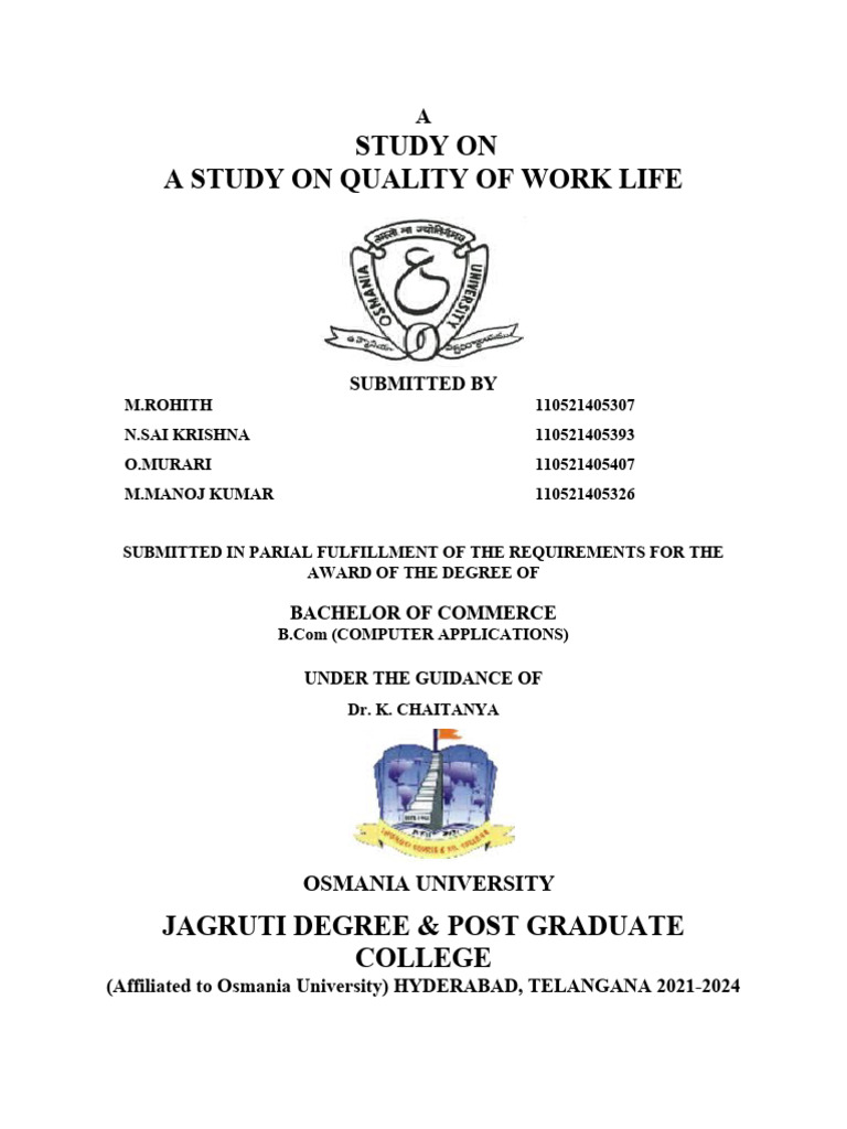 A Study On Quality of Work Life | PDF