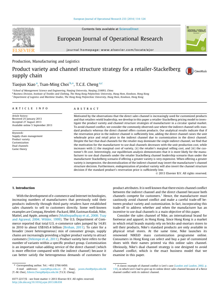 Product Variety and Channel Structure Strategy For A Retailer ...