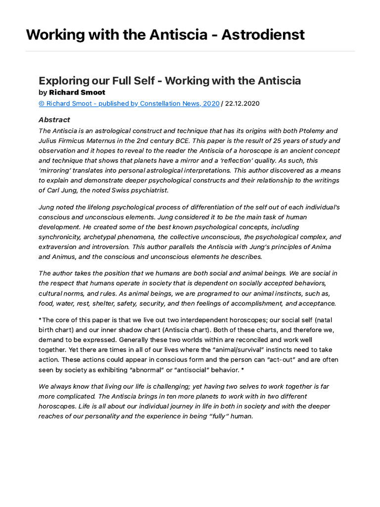 Understanding Antiscia in Astrology | PDF | Shadow (Psychology ...