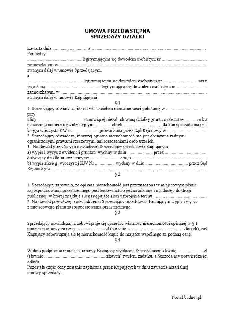 UMOWA PRZEDWSTePNA - New | PDF