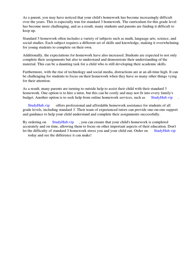 Standard 3 Homework Pdf Homework Mathematics