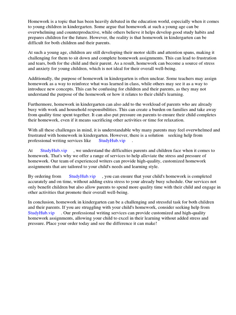 Homework Policy in Kindergarten | PDF | Homework | Cognition