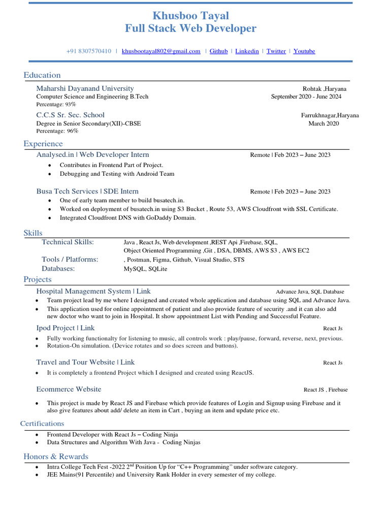 Khushboo Tayal | PDF | Databases | Java (Programming Language)