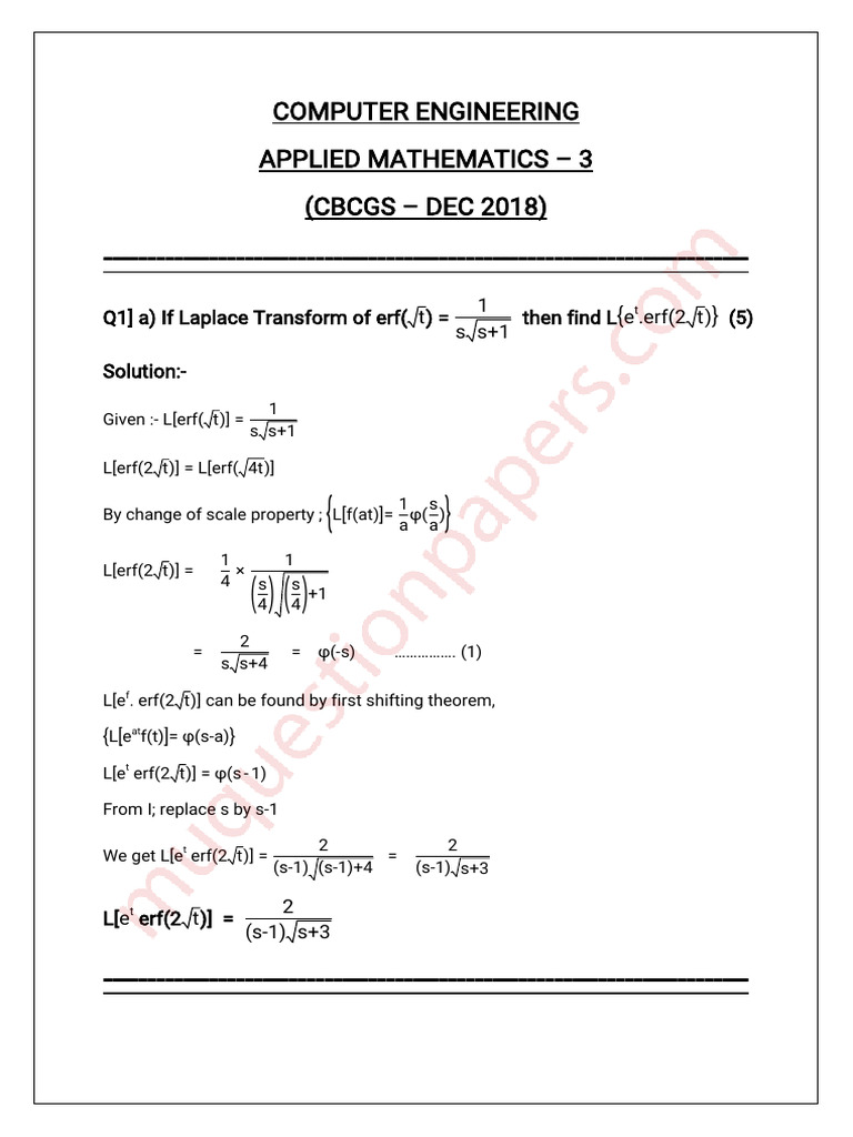 Be Computer Engineering Semester 3 2018 December Applied Mathematics III Cbcgs | PDF