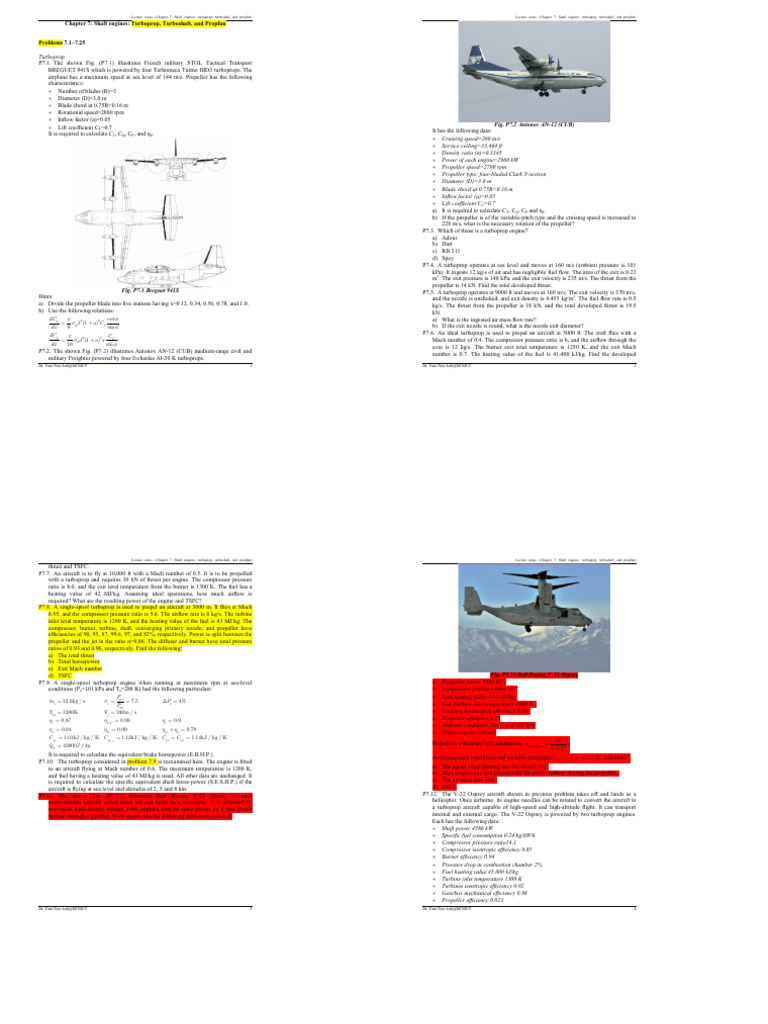 7 Turboprop, Turboshaft, and Propfan - Problems - Unlocked | PDF | Gas ...