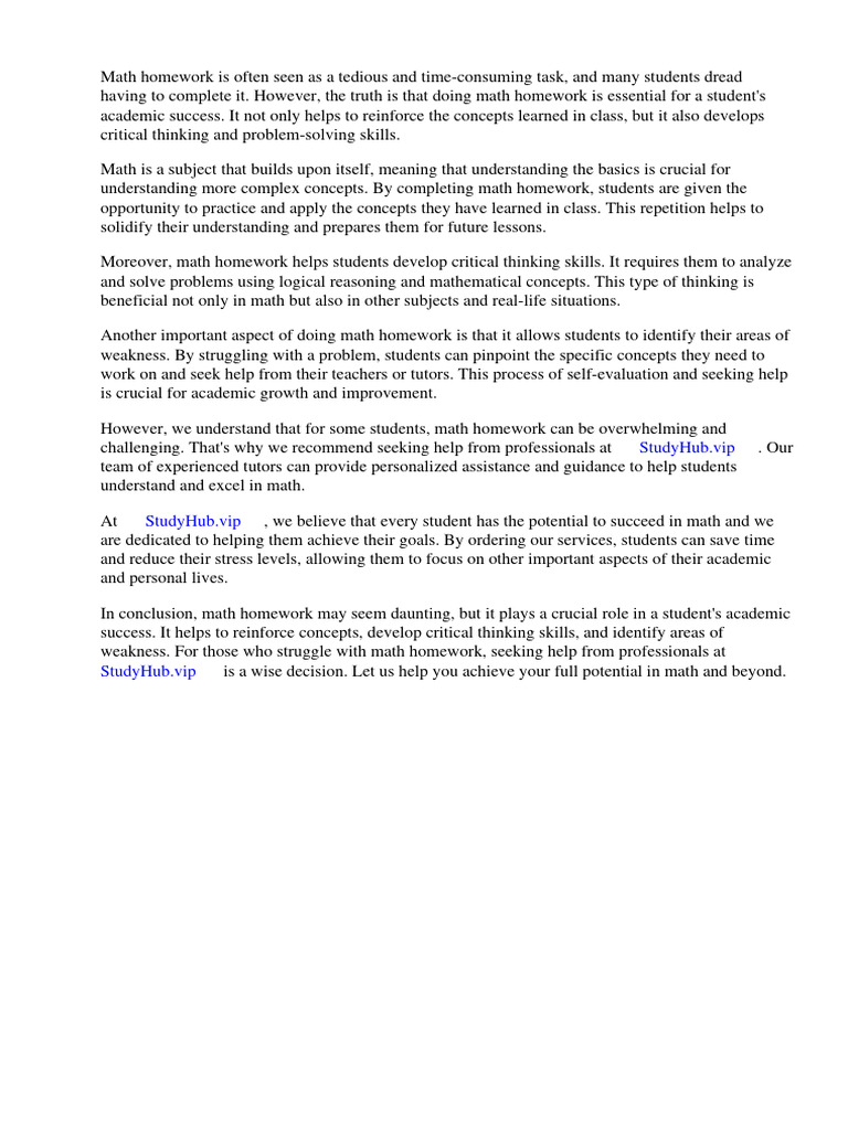 The Importance of Doing Math Homework | PDF | Mathematics | Homework
