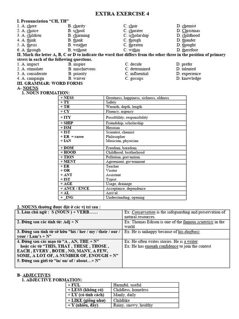 Word Form Grammar Guide for Grade 9 | PDF