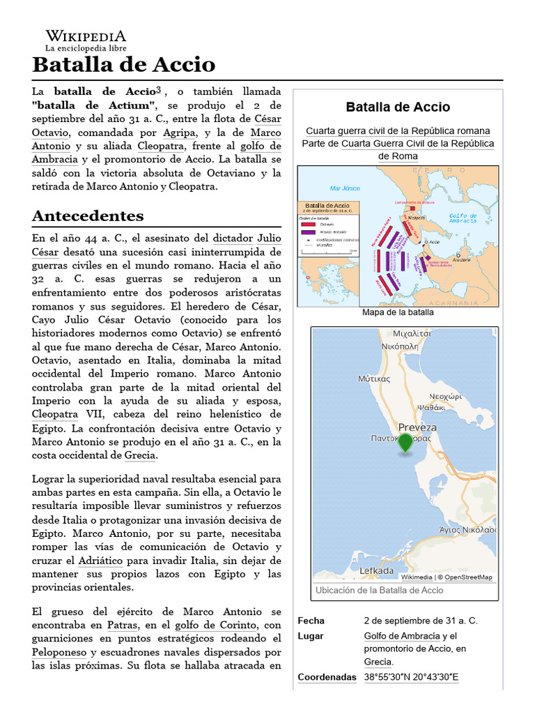 Batalla de Accio | PDF | Republica Romana | Roma antigua