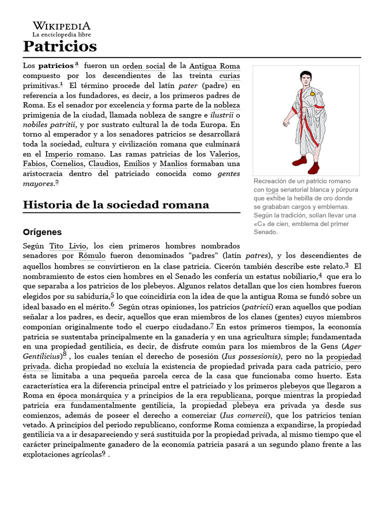 Patricios en la Antigua Roma: Definición y Rol | PDF | Mundo ...