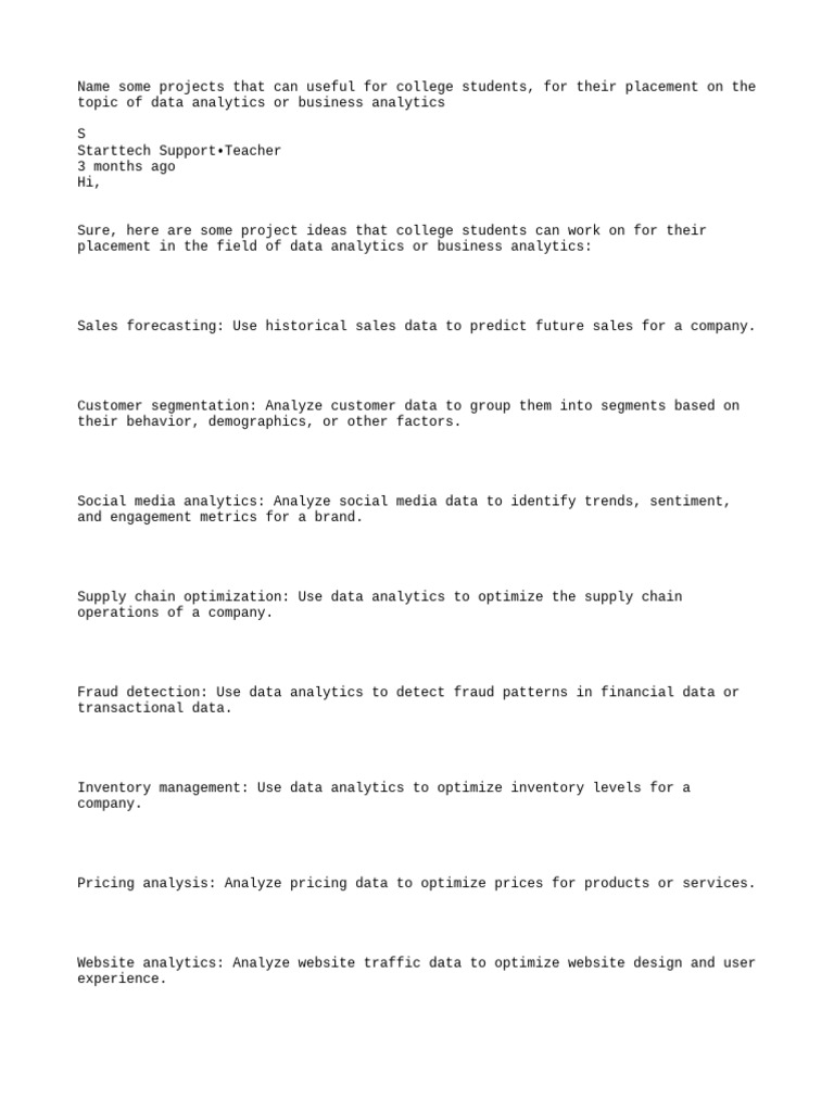 Business Analytics Project Ideas | PDF | Business