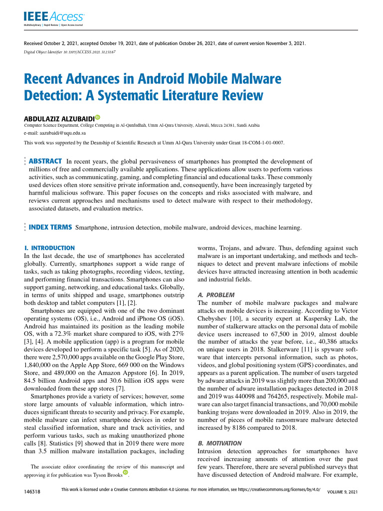 Recent Advances in Android Mobile Malware Detection: A Systematic Literature Review | PDF ...