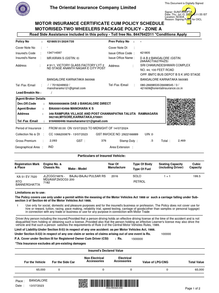 The Oriental Insurance Company Limited | Download Free PDF | Insurance ...