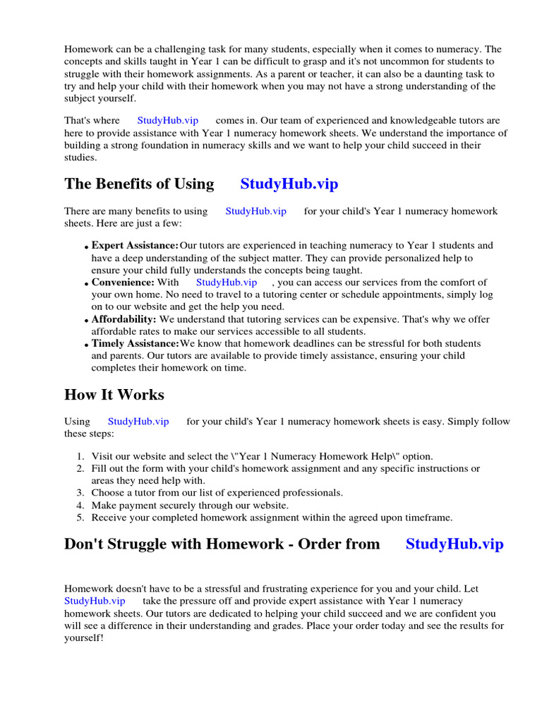 Year 1 Numeracy Homework Sheets | PDF | Worksheet | Mathematics