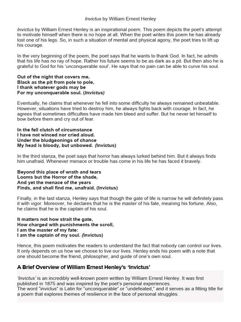 Invictus | PDF | Poetry