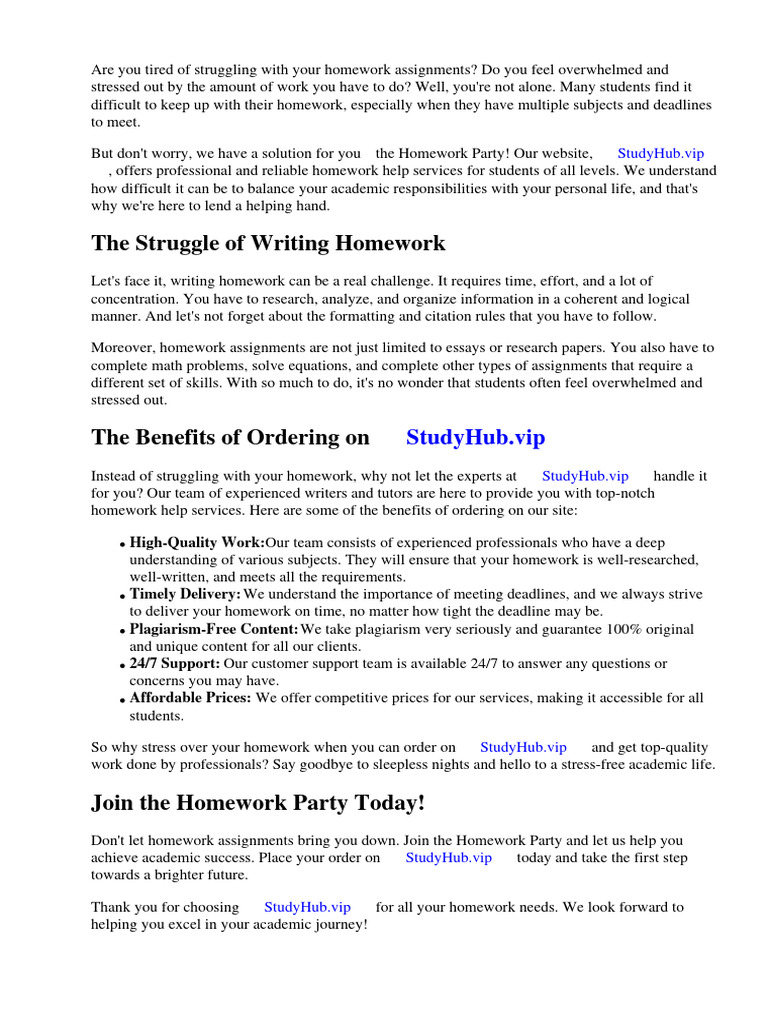 Homework Party | Download Free PDF | Homework