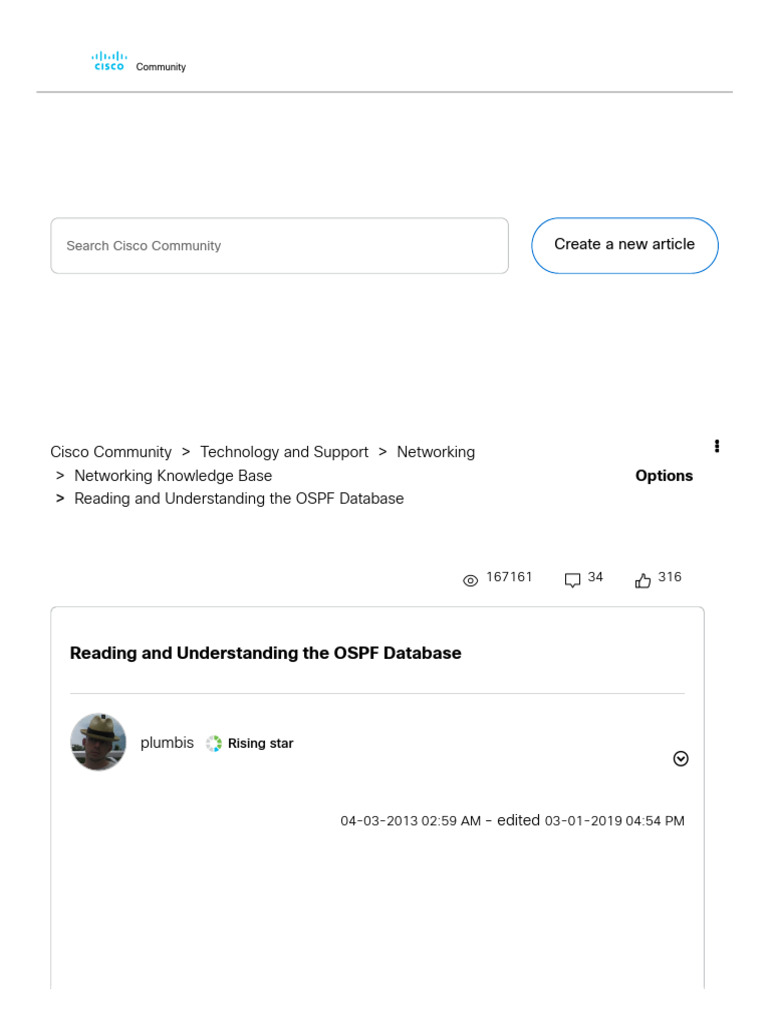 28.1 Reading and Understanding The OSPF Database - Cisco Community | PDF | Router (Computing ...