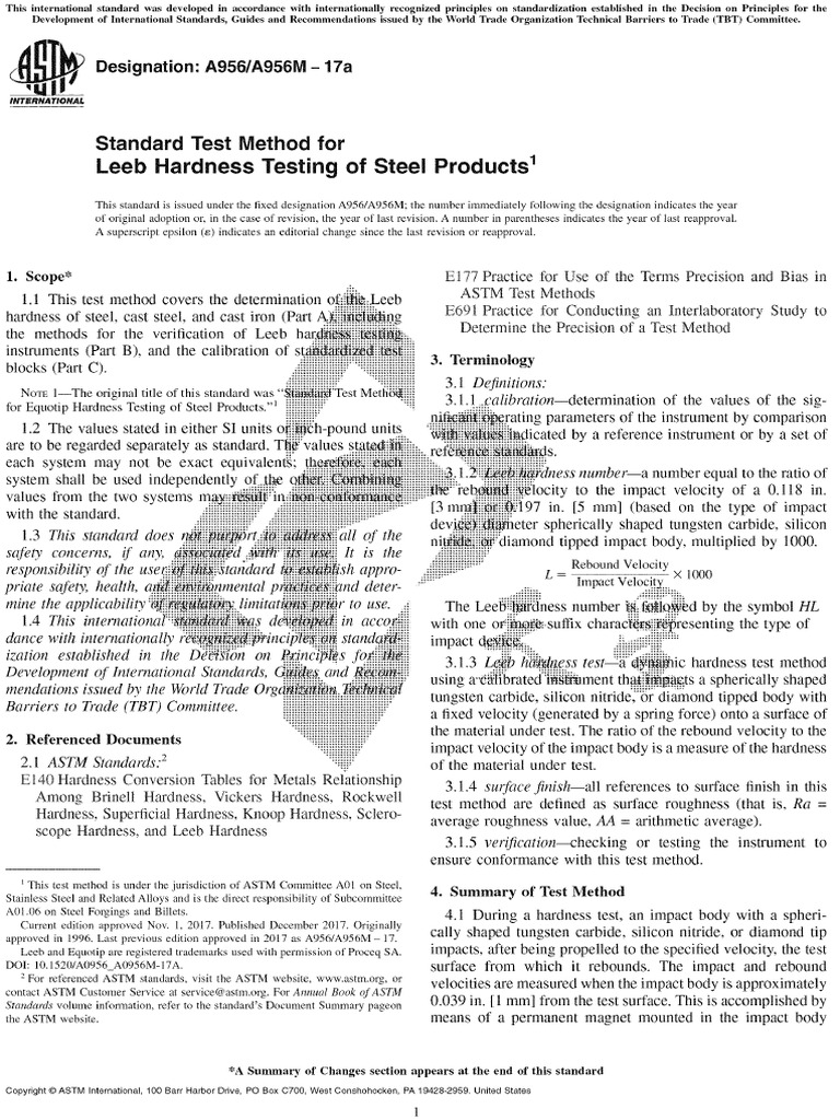 ASTM A956-17a | PDF