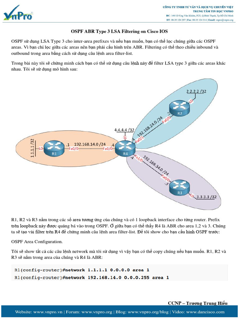OSPF ABR Type 3 LSA Filtering On Cisco IOS | PDF