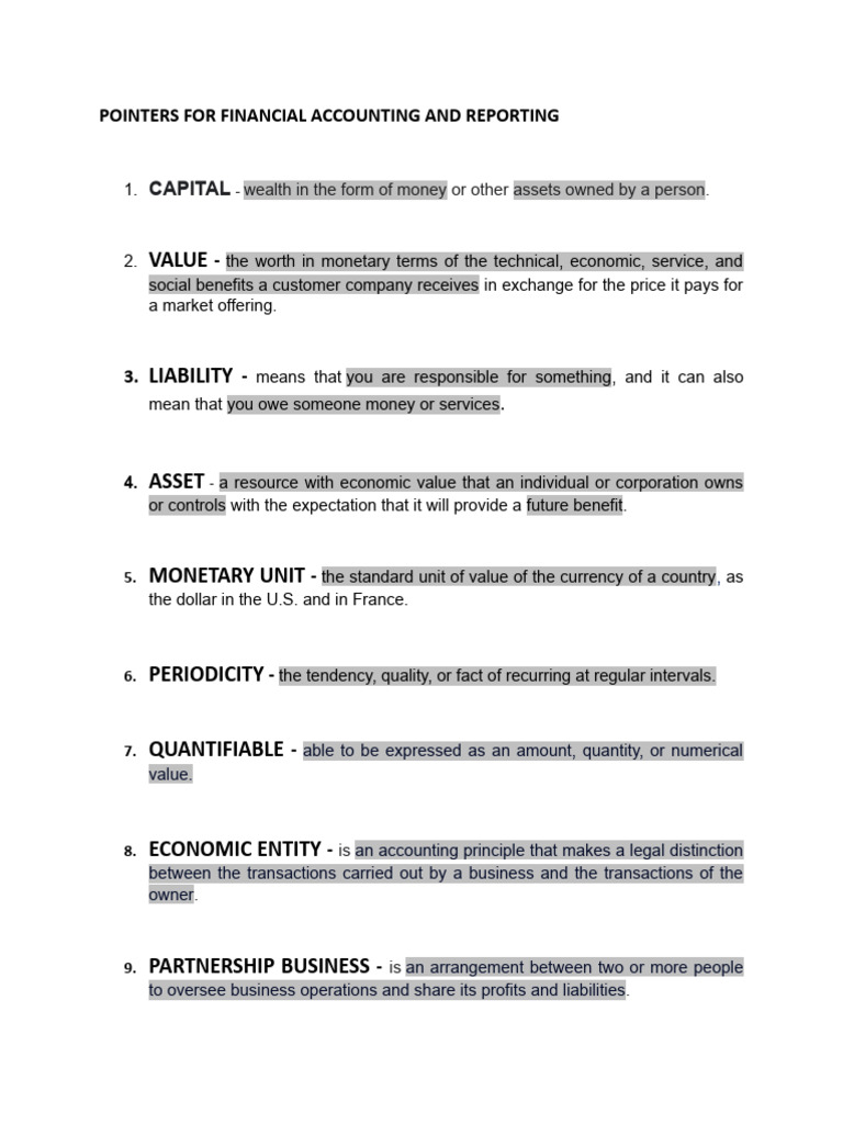 Pointers For Financial Accounting and Reporting | PDF | Accounting ...