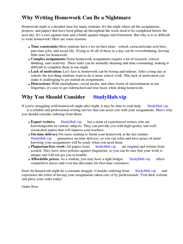 Homework Night | PDF | Sleep | Homework