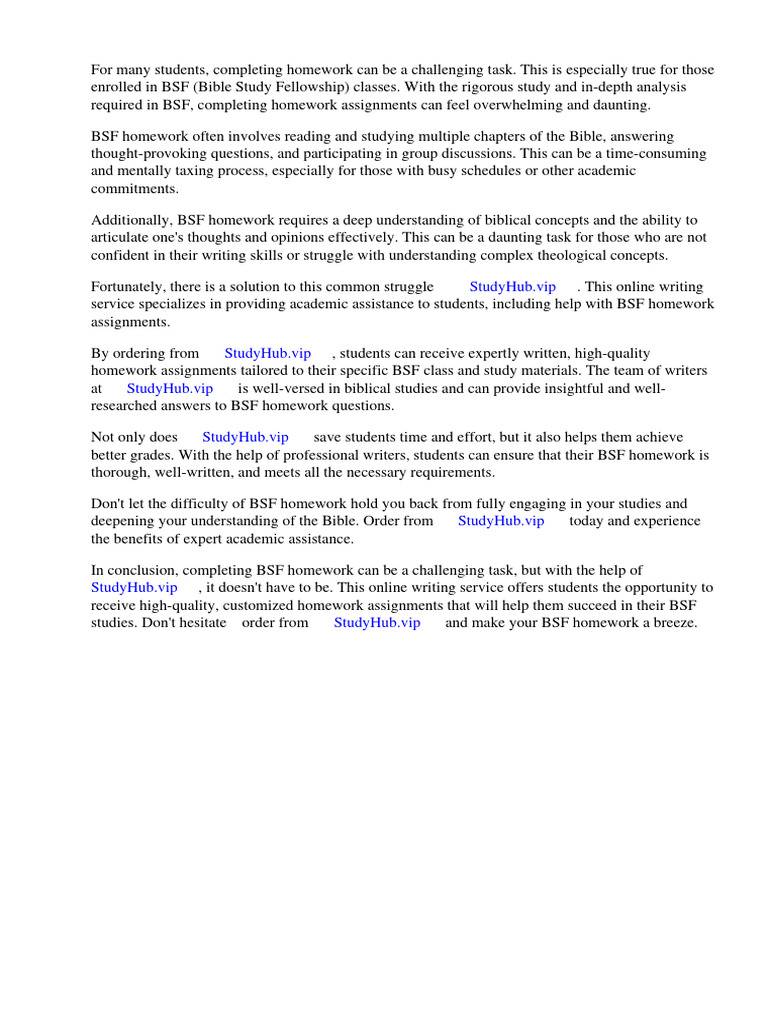 BSF Homework | PDF | Homework