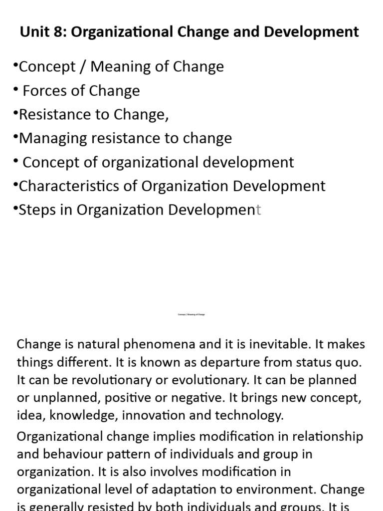 Chapter8 Organizational Change and Development - 1 | PDF | Organization ...