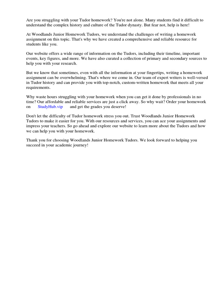 Woodlands Junior Homework Tudors | PDF | House Of Tudor | Homework