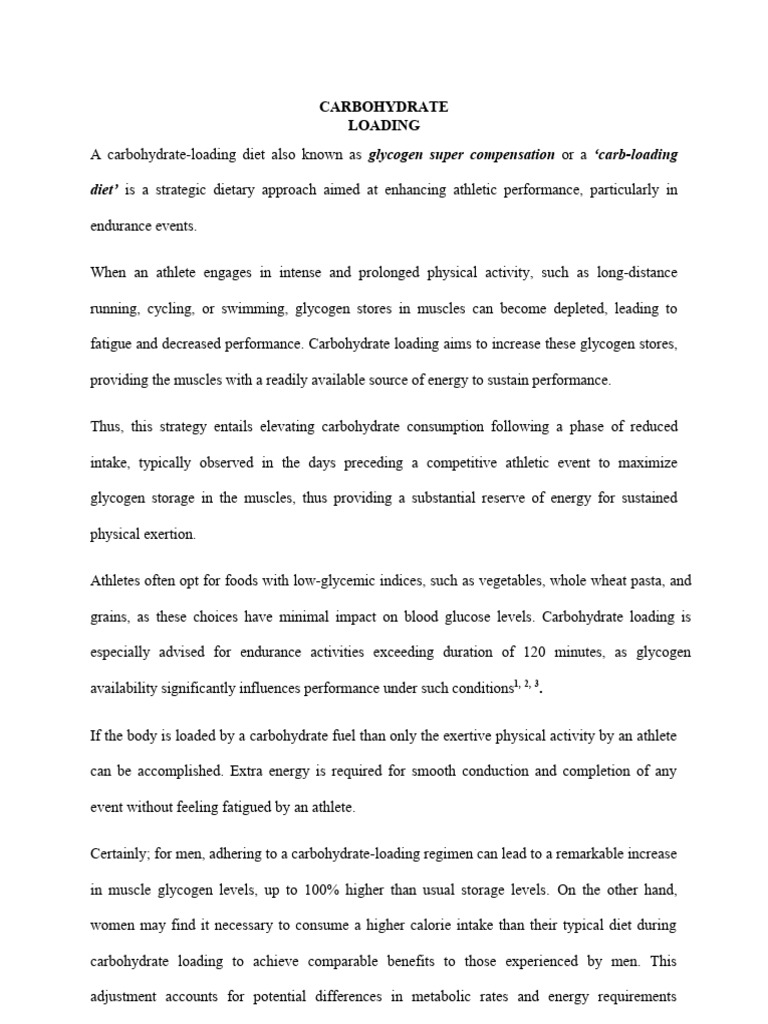 Carbohydrate Loading | PDF | Glycogen | Dieting
