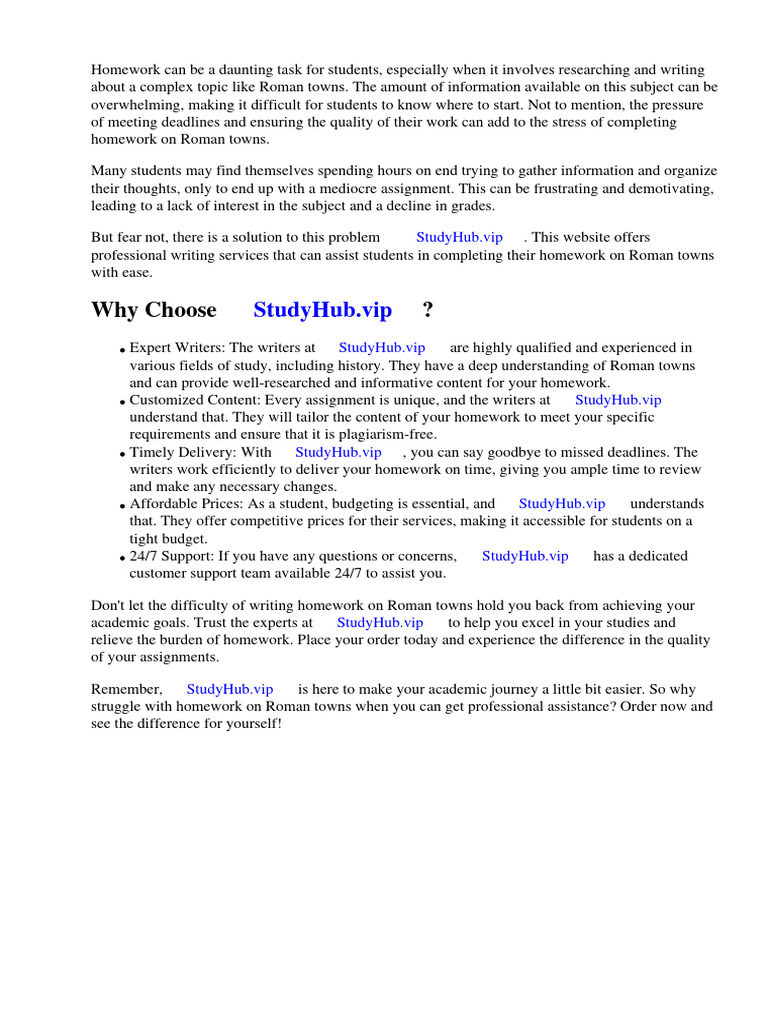 Roman Towns Homework | PDF | Roman Empire | Homework