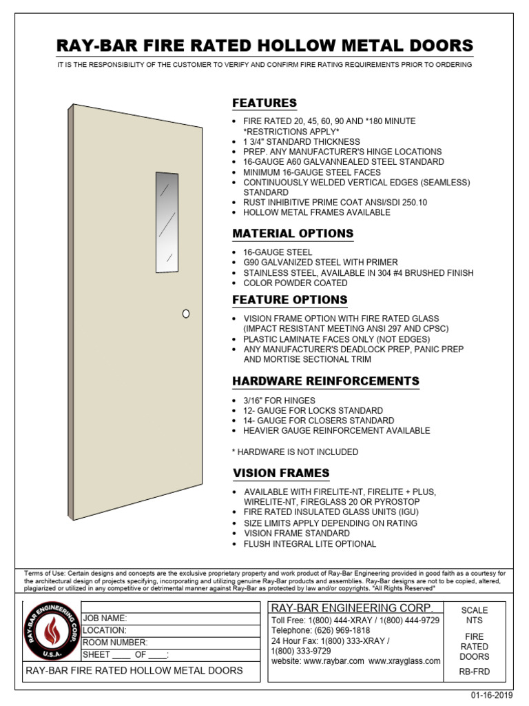 3-Ray-Bar Fire Rated HM Doors Data Sheet Color | Download Free PDF ...
