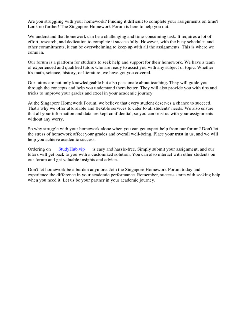 Singapore Homework Forum | PDF | Homework | Educational Technology