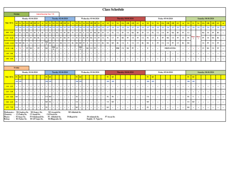 April Class Schedule 2024 | PDF