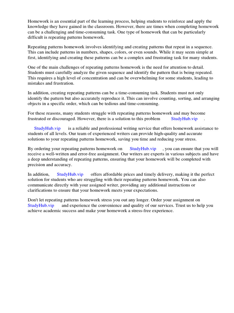 Repeating Patterns Homework | PDF | Shape | Pattern
