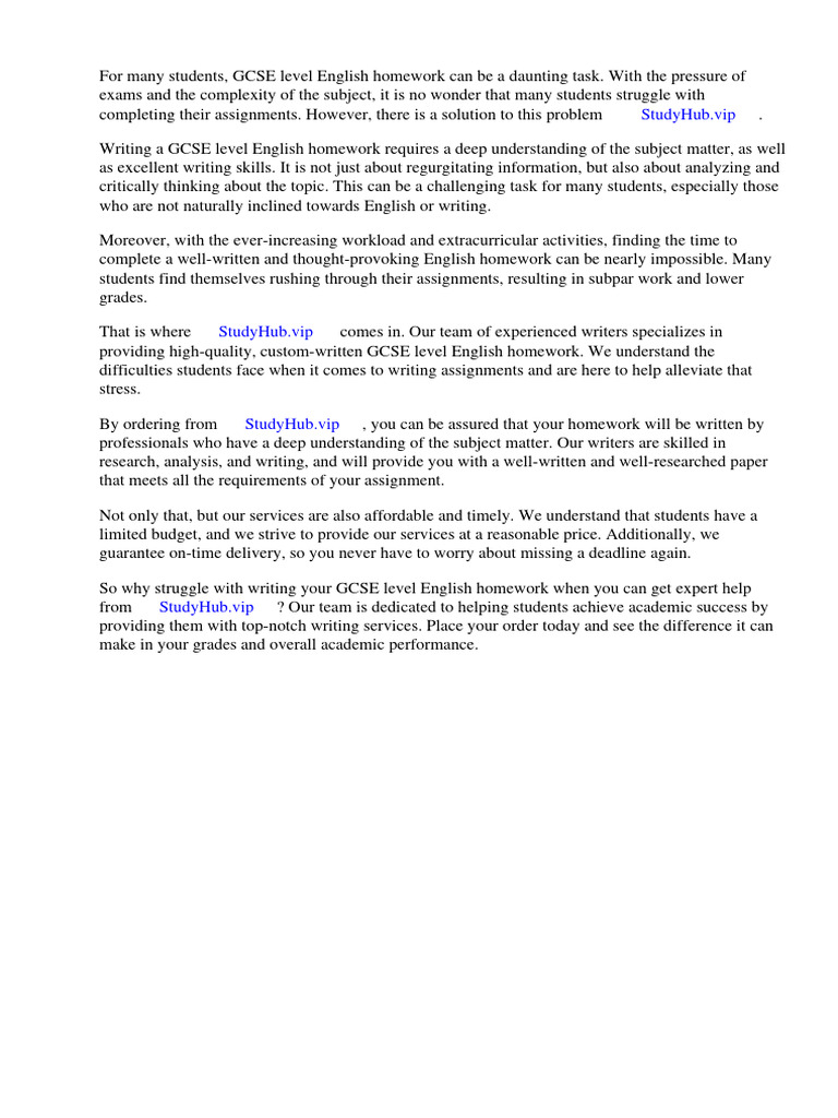 Gcse Level English Homework | PDF