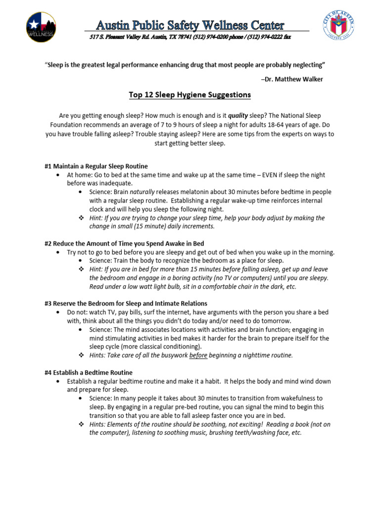 Sleep Handout | Download Free PDF | Sleep | Insomnia