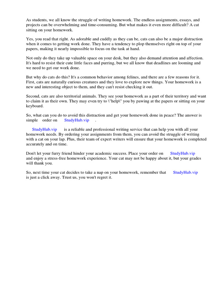 Cat Sitting On Homework | PDF | Homework | Cats