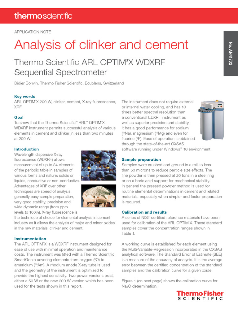 Analysis Clinker Cement ARL OPTIMX WDXRF | Download Free PDF ...