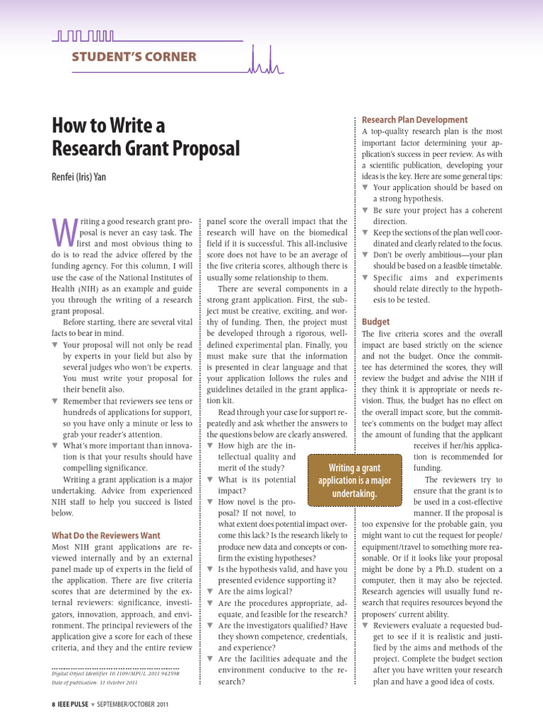 How To Write A Research Grant Proposal Students Corner | PDF ...