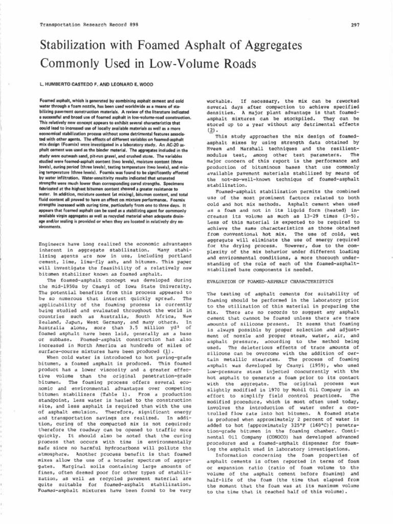 Foamed Asphalt for Low-Volume Roads | PDF | Civil Engineering | Materials