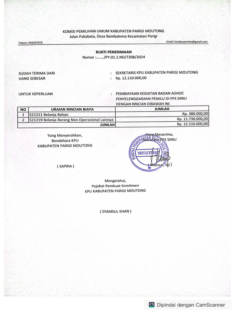 Bukti Penerimaan Januari | PDF